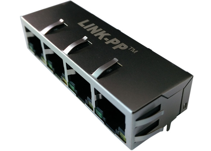 HFJ14-2450ER-L11RL 쿼드 Rj45 달무리 FastJack 탭 아래로 10/100Base-T W/LED