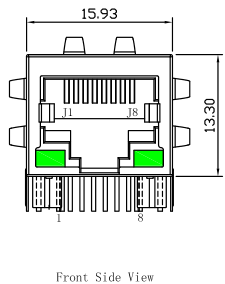 녹색 LED Rj45 LPJ0012GFNL는 항구 모듈 마개 이더네트 10/100Mbps를 골라냅니다